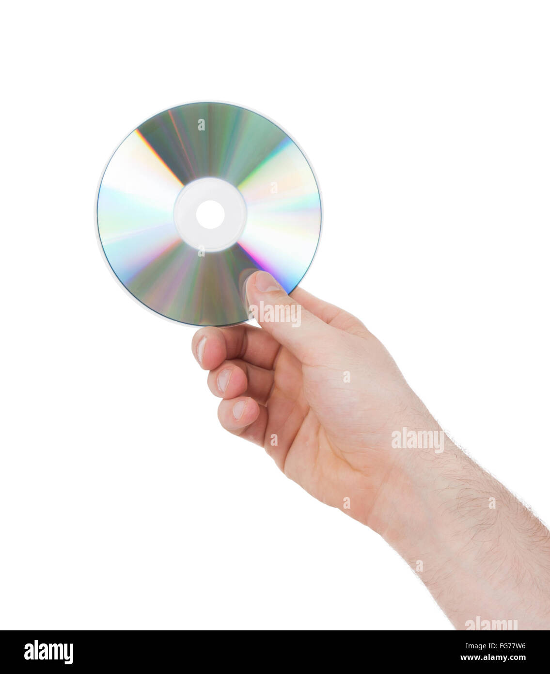 Man hand with compact disc isolated on white background Stock Photo - Alamy
