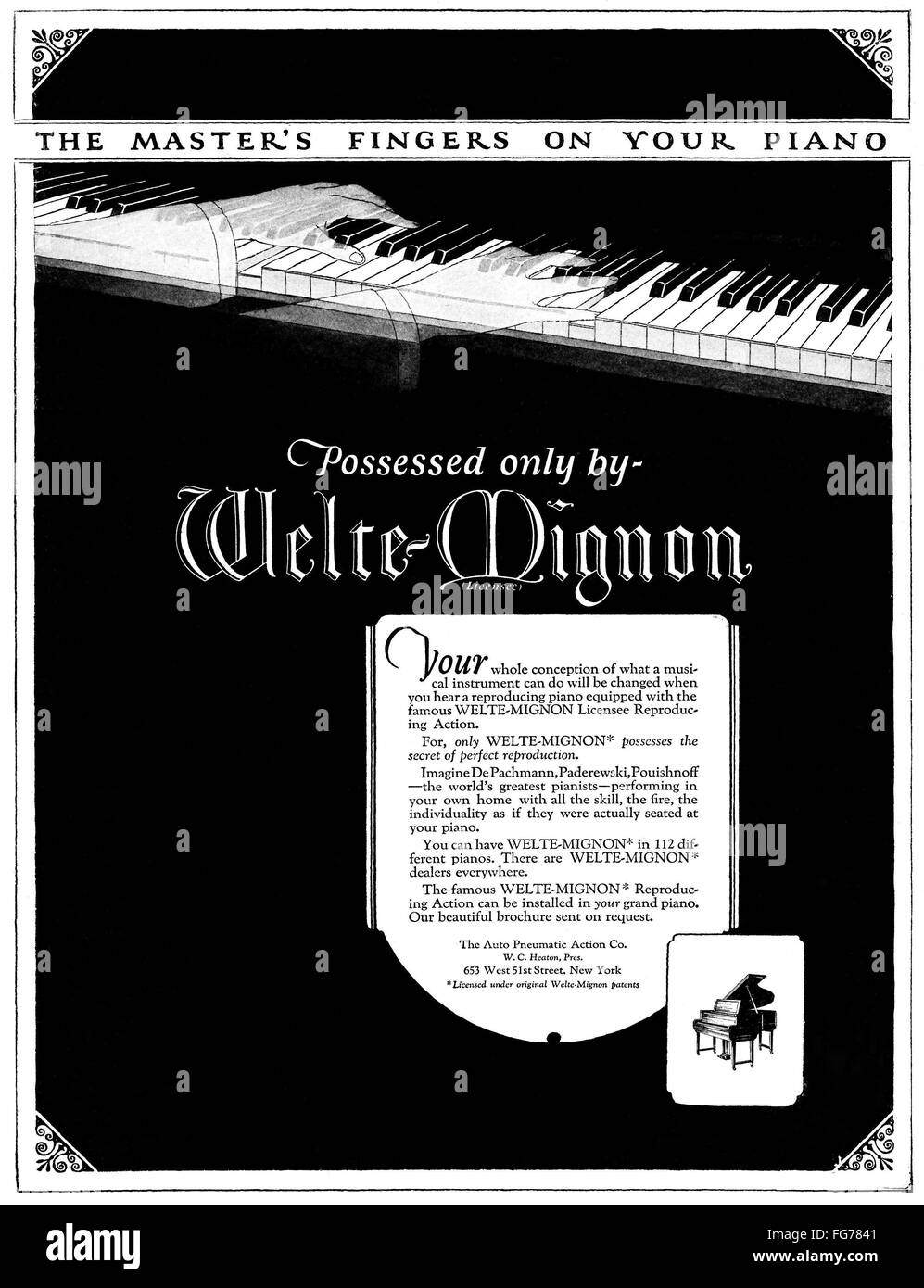 AD: WELTE-MIGNON, 1926. /nAmerican advertisement for Welte-Mignon ...