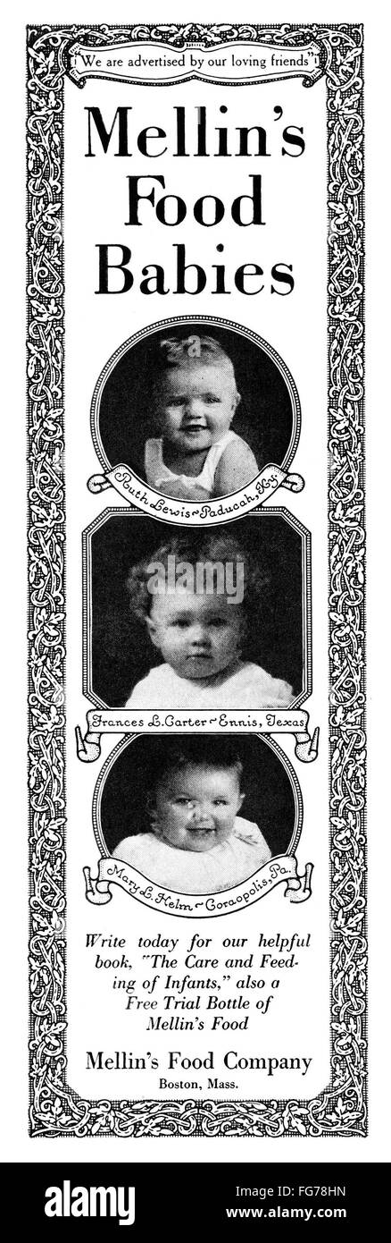 AD: MELLIN'S BABY FOOD. /nAmerican advertisement for Mellin's Baby Food ...