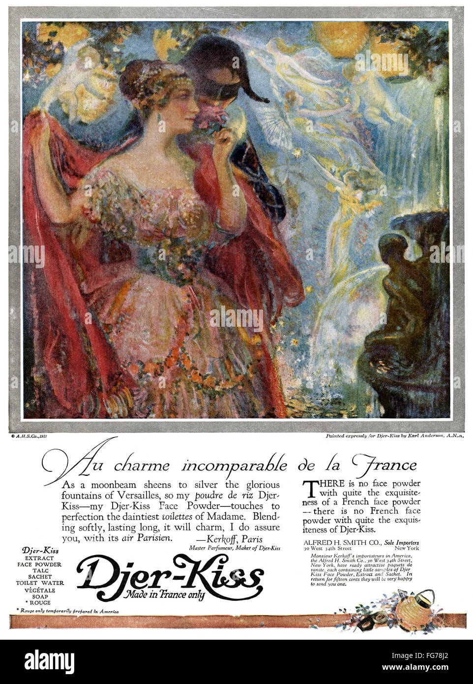 AD: DJER-KISS, 1919. /nAmerican advertisement for Djer-Kiss Face Powder ...