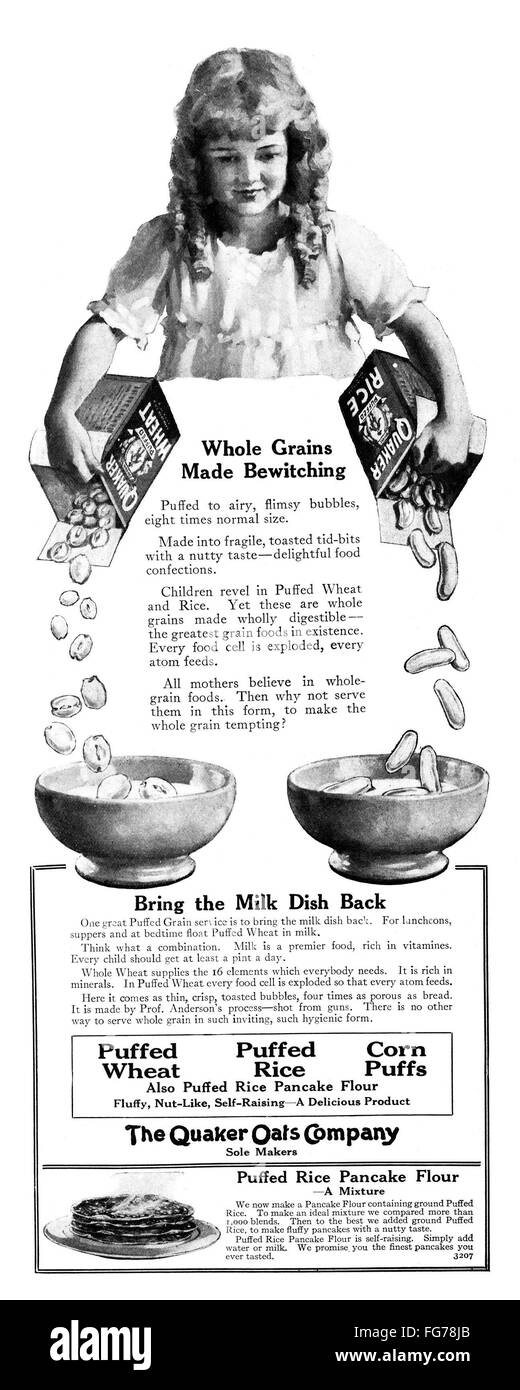 AD: QUAKER OATS, 1919. /nAmerican advertisement for The Quaker Oats ...