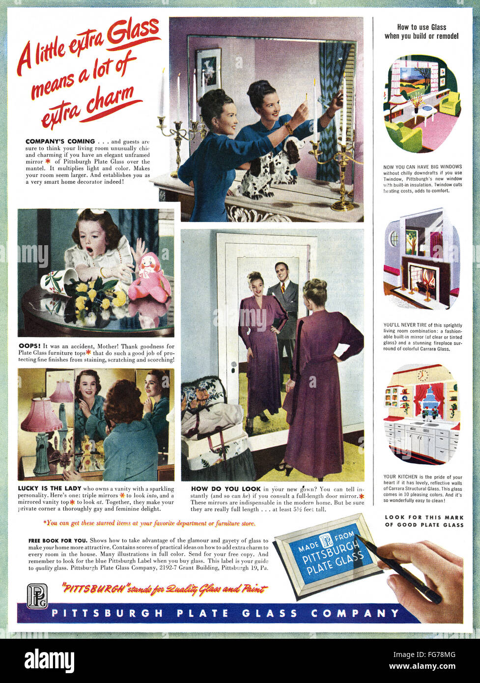 AD: PLATE GLASS, 1947. /nAmerican advertisement for Pittsburgh Plate ...