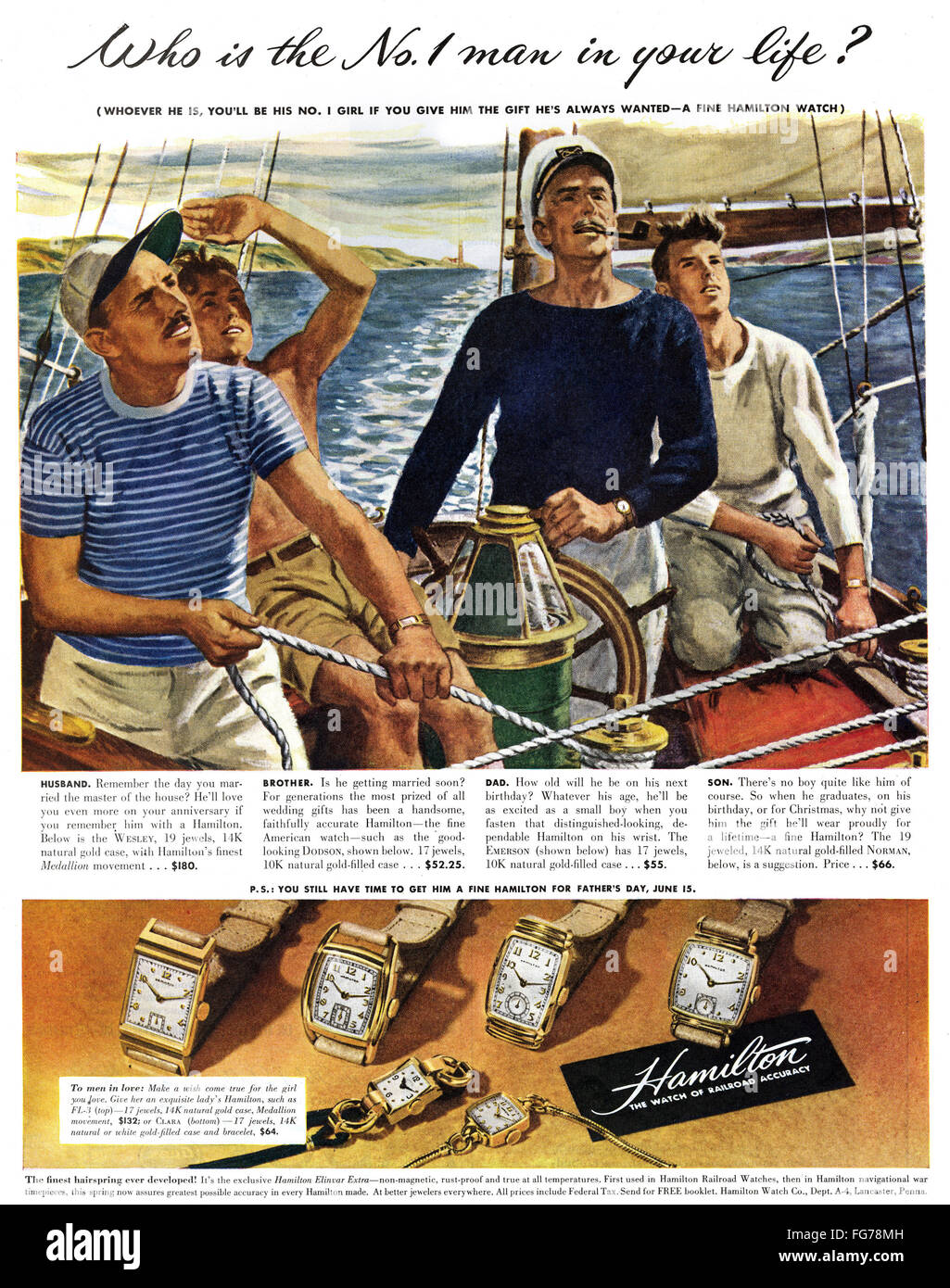 AD: HAMILTON WATCH, 1947. /nAmerican advertisement for the Hamilton ...