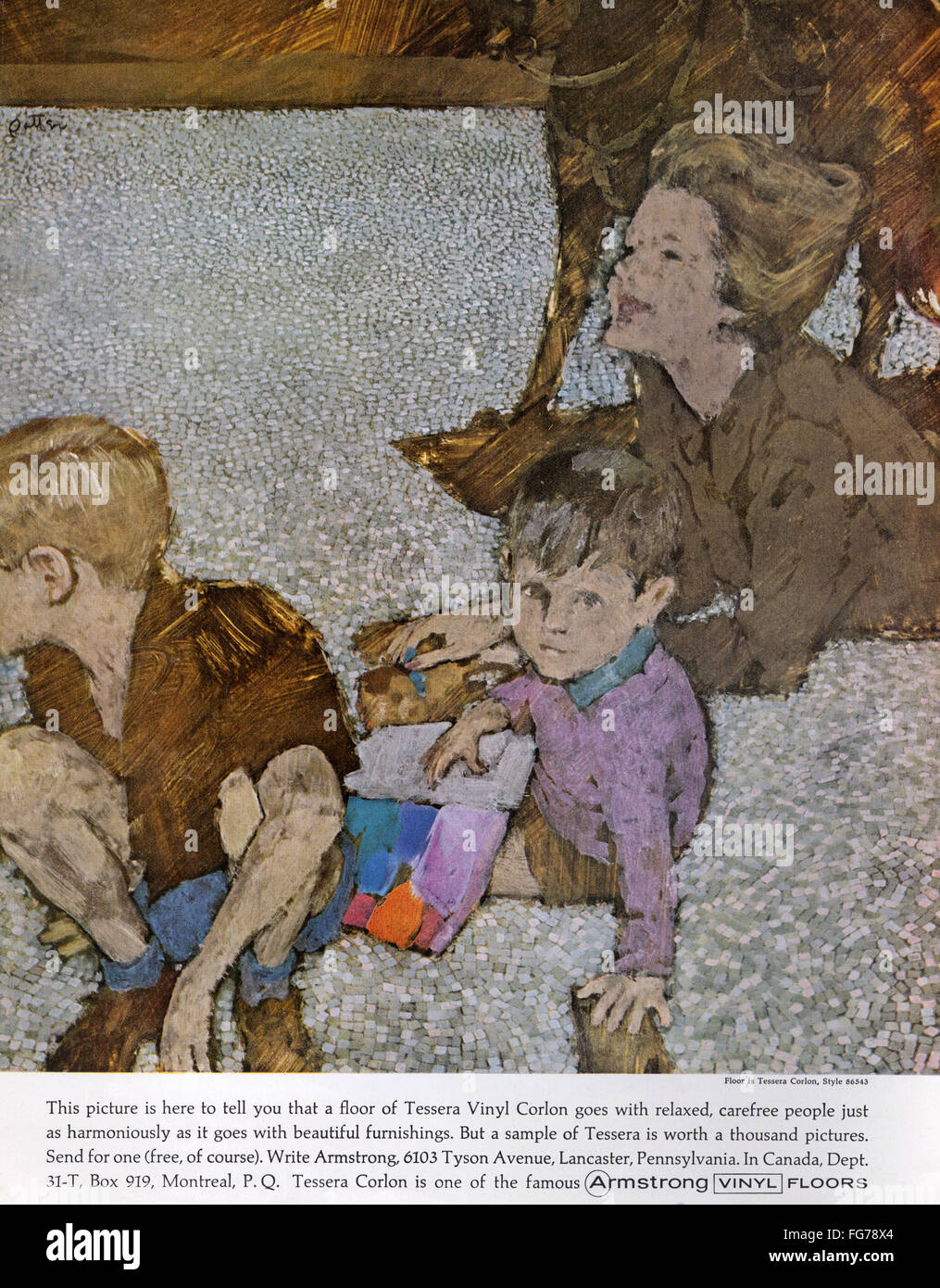 AD: VINYL FLOORING, 1961. /nAmerican advertisement for Armstrong Vinyl ...