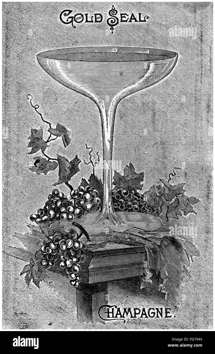 AD: CHAMPAGNE, 1892. /nAmerican magazine advertisement for Gold Seal ...