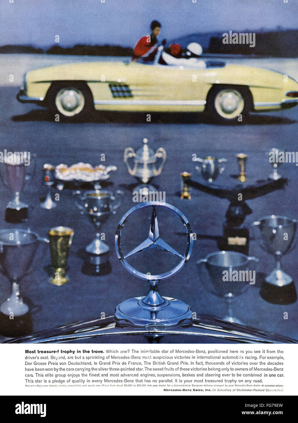AD: MERCEDES BENZ, 1961. /nAmerican advertisement for Mercedes Benz ...