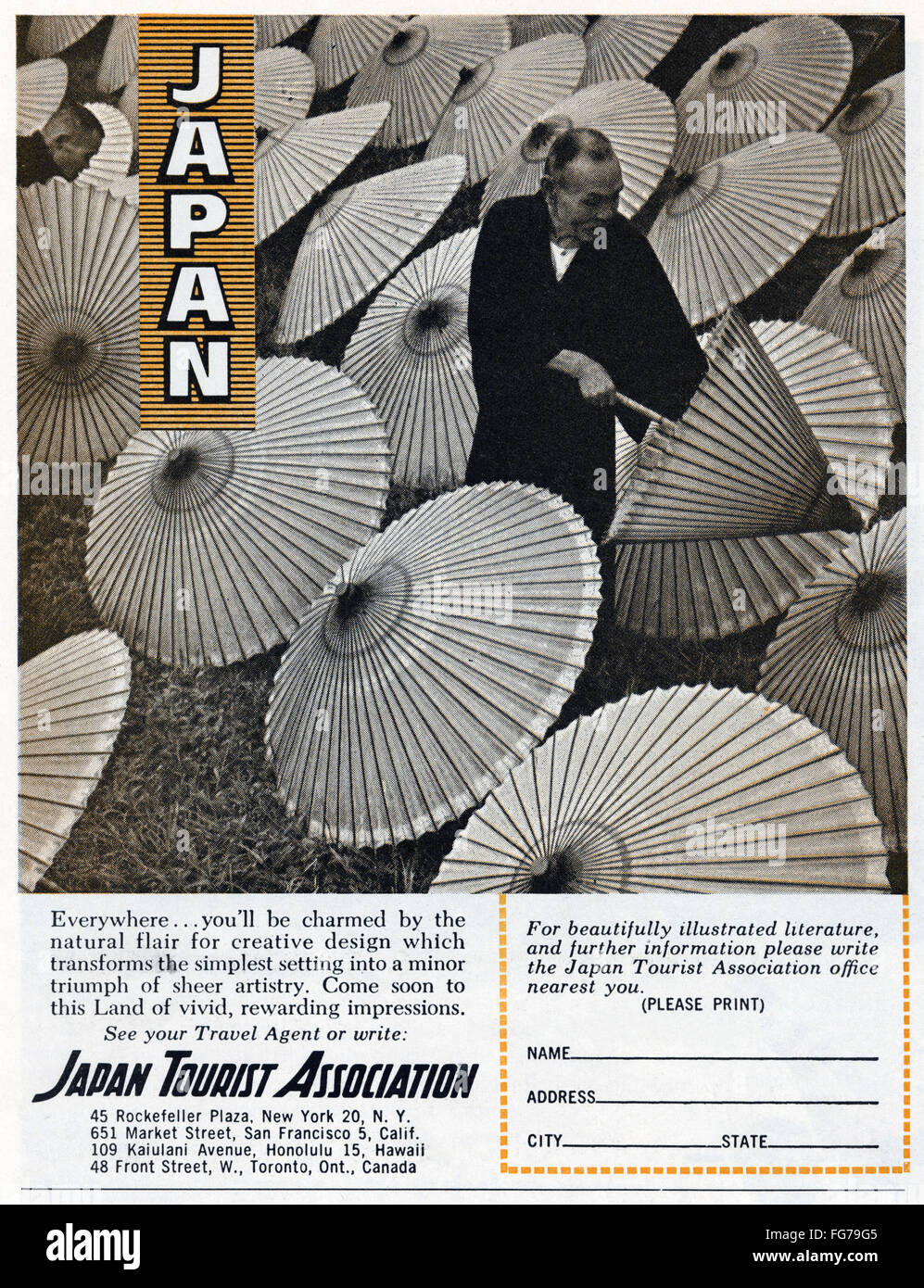 AD: JAPAN, 1961. /nAmerican advertisement for tourism in Japan ...
