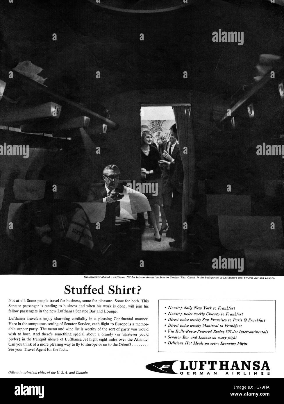 AD: LUFTHANSA, 1961. /nAmerican advertisement for Lufthansa German ...
