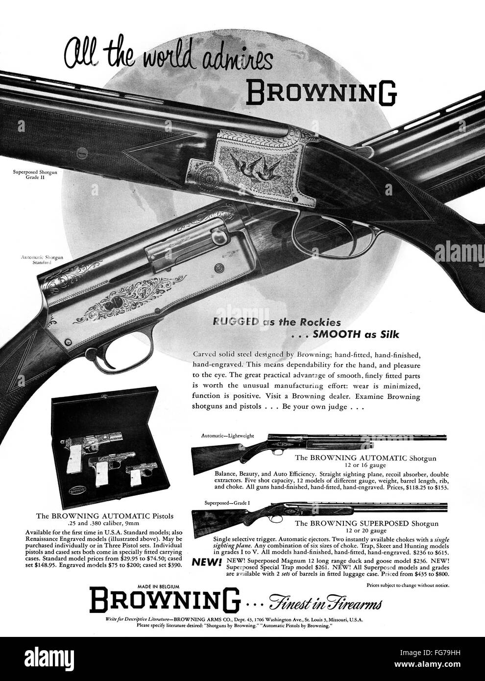 AD: FIREARMS, 1961. /nAmerican advertisement for Browning Firearms ...