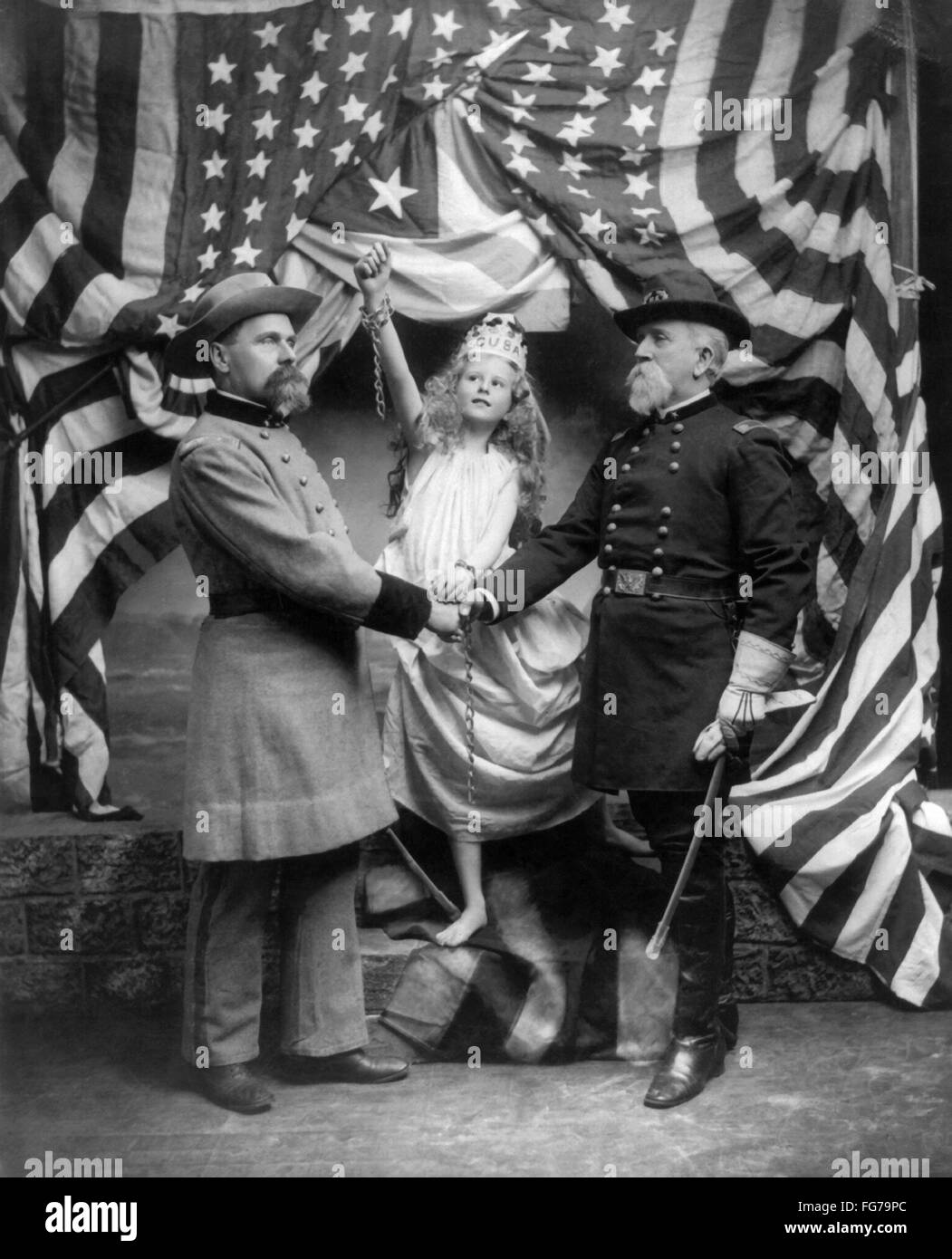 CUBA LIBRE, c1898. /nUnion and Confederate soldiers shake hands in ...