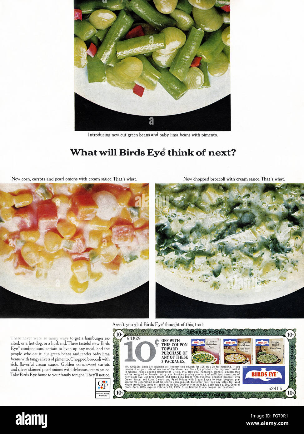AD: BIRDS EYE, 1964. /nAmerican advertisement for Birds Eye vegetables ...