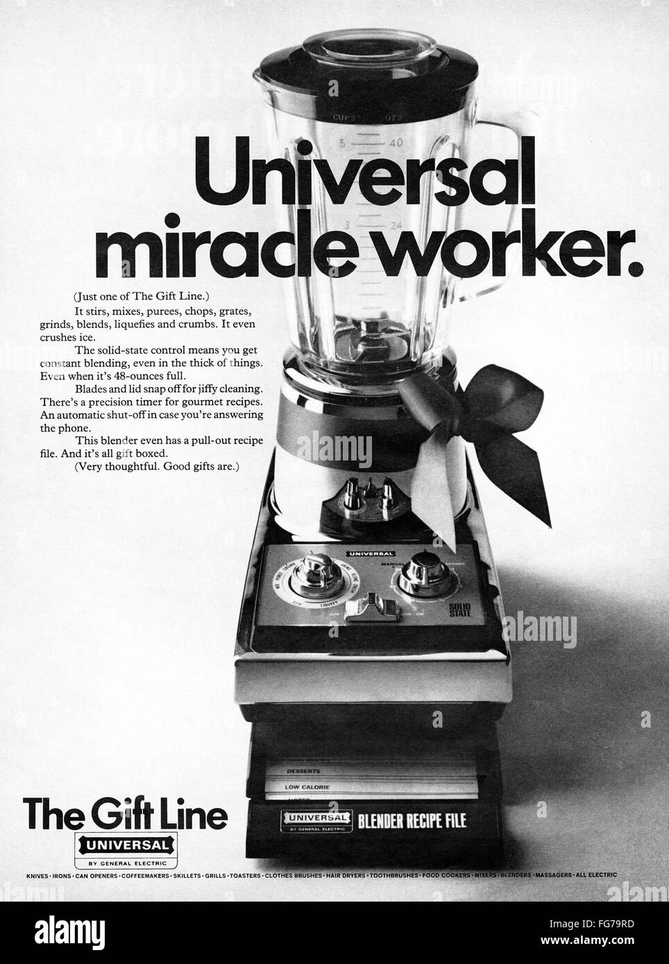 AD: BLENDER, 1968. /nAmerican advertisement for a Universal blender by ...