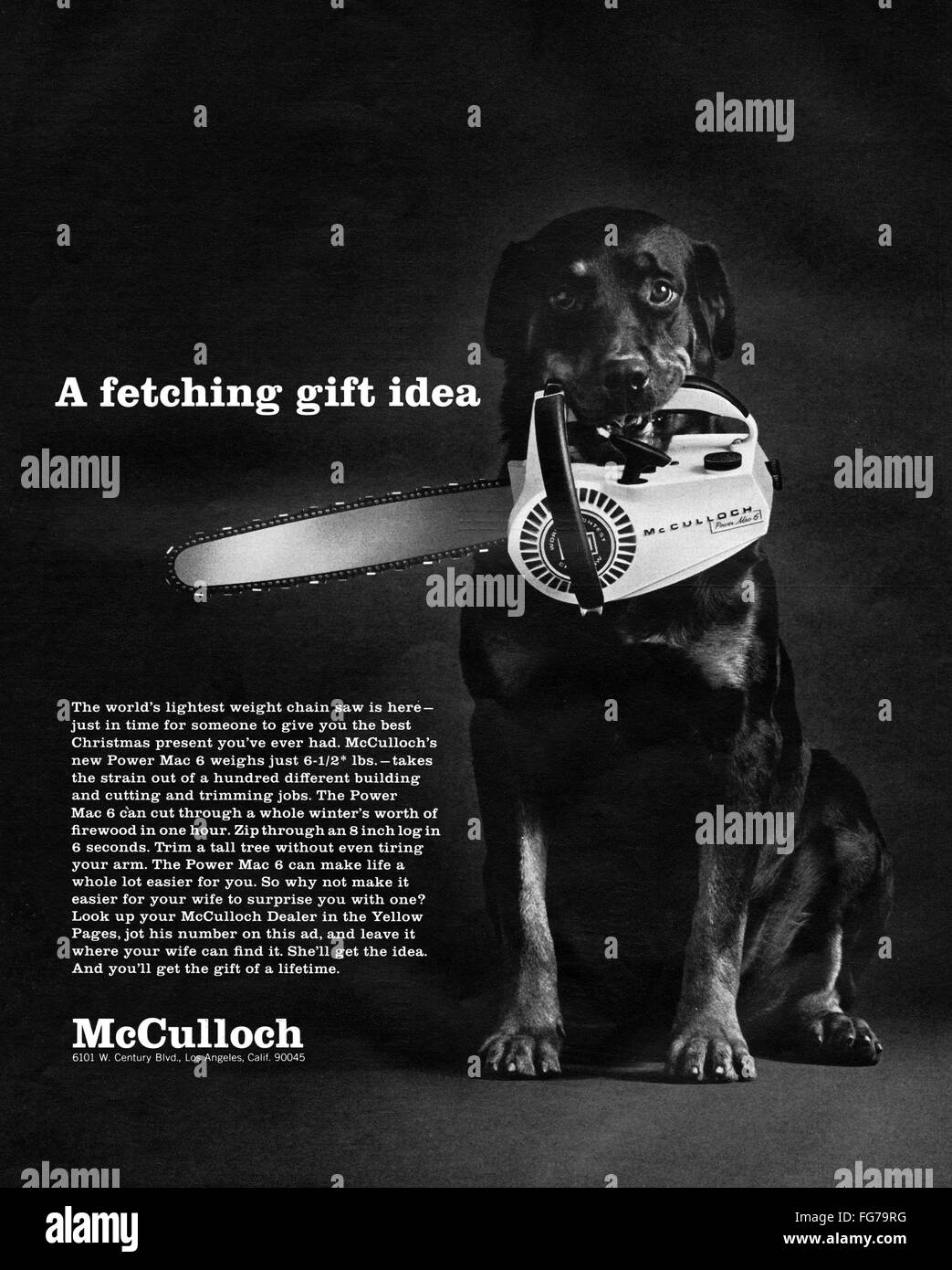 AD: CHAIN SAW, 1968. /nAmerican advertisement for McCulloch chain saws ...