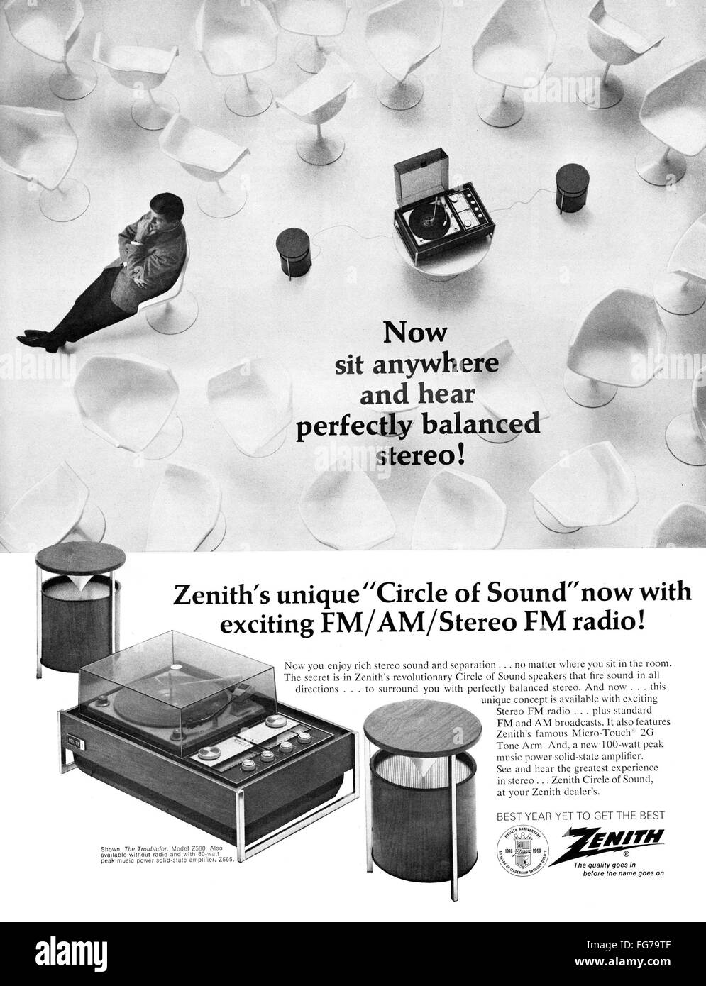 AD: ZENITH, 1968. /nAmerican advertisement for Zenith's 'Circle of ...