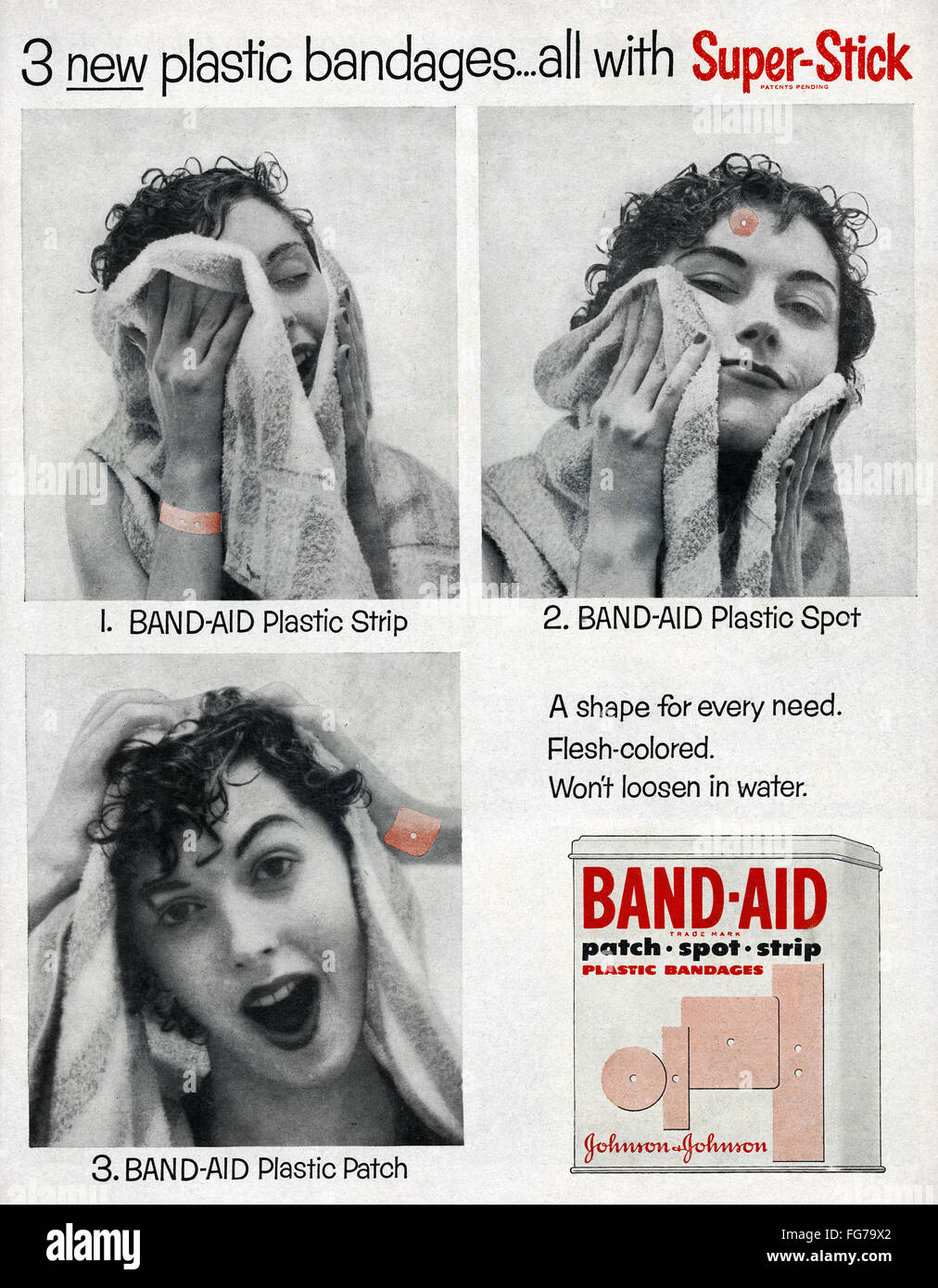 AD: BAND-AID, 1954. /nAmerican advertisement for Band-Aid plastic ...