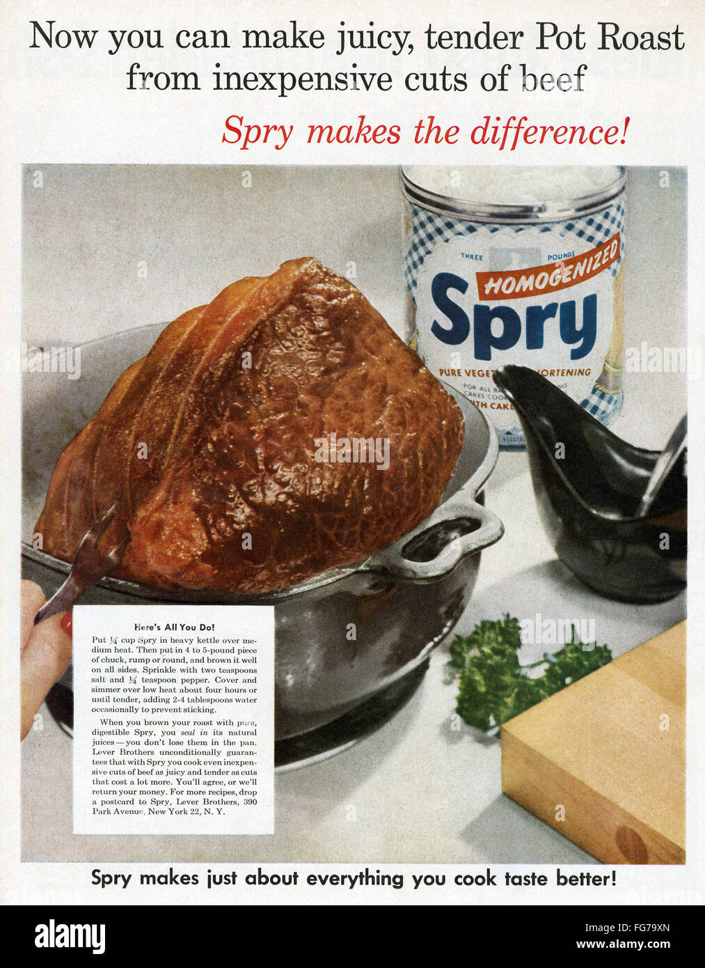 AD: VEGETABLE SHORTENING. /nAmerican advertisement for Spry Vegetable ...