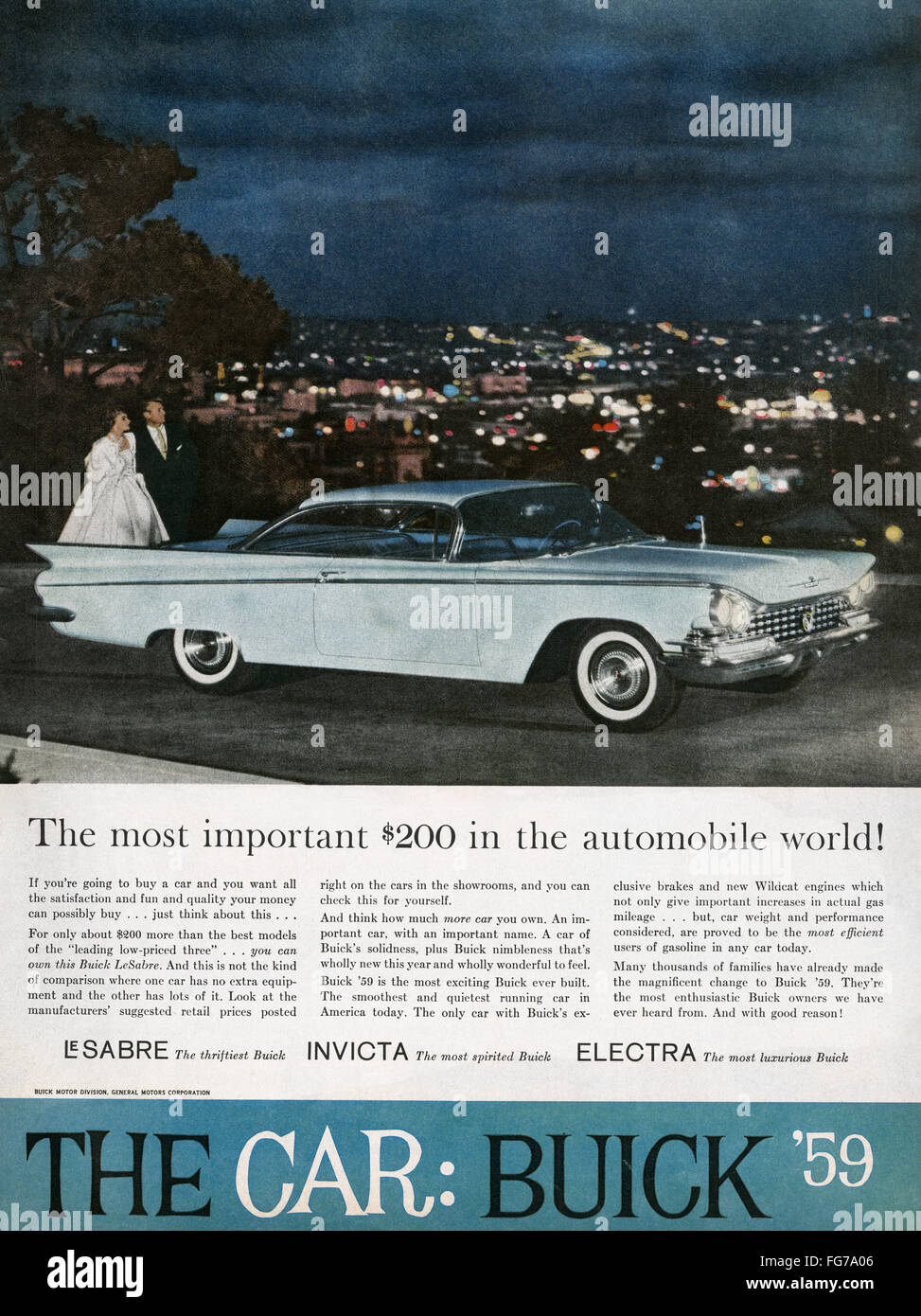 AD: BUICK, 1959. /nAmerican advertisement for Buick, manufactured by ...