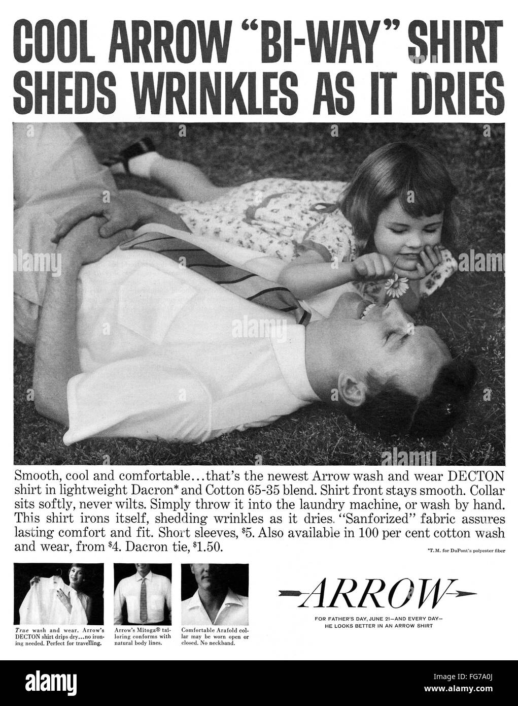 AD: ARROW, 1959. /nAmerican advertisement for Arrow shirts, 1959 Stock ...