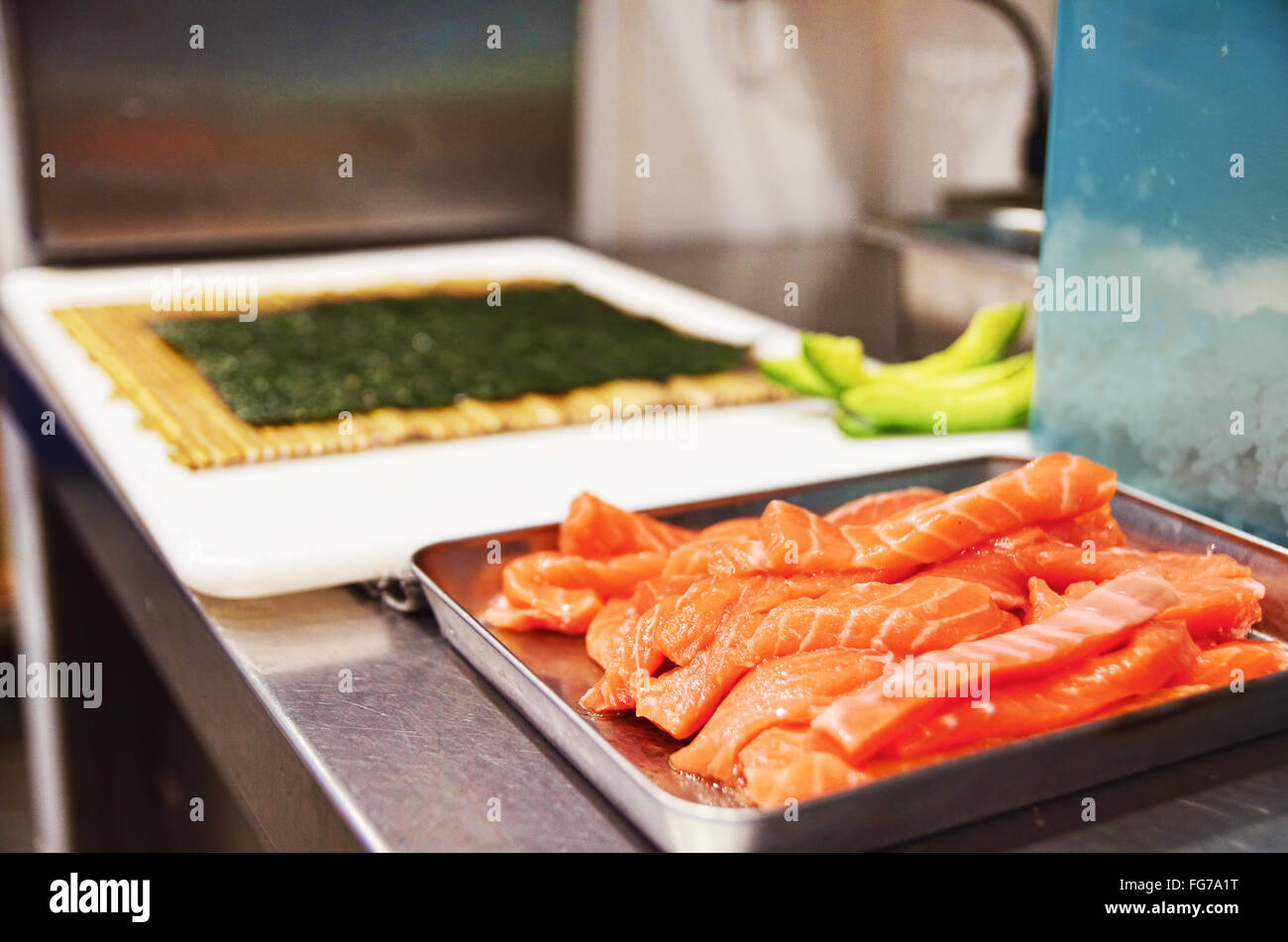 The making of sushi (Preparation for making sushi Stock Photo - Alamy