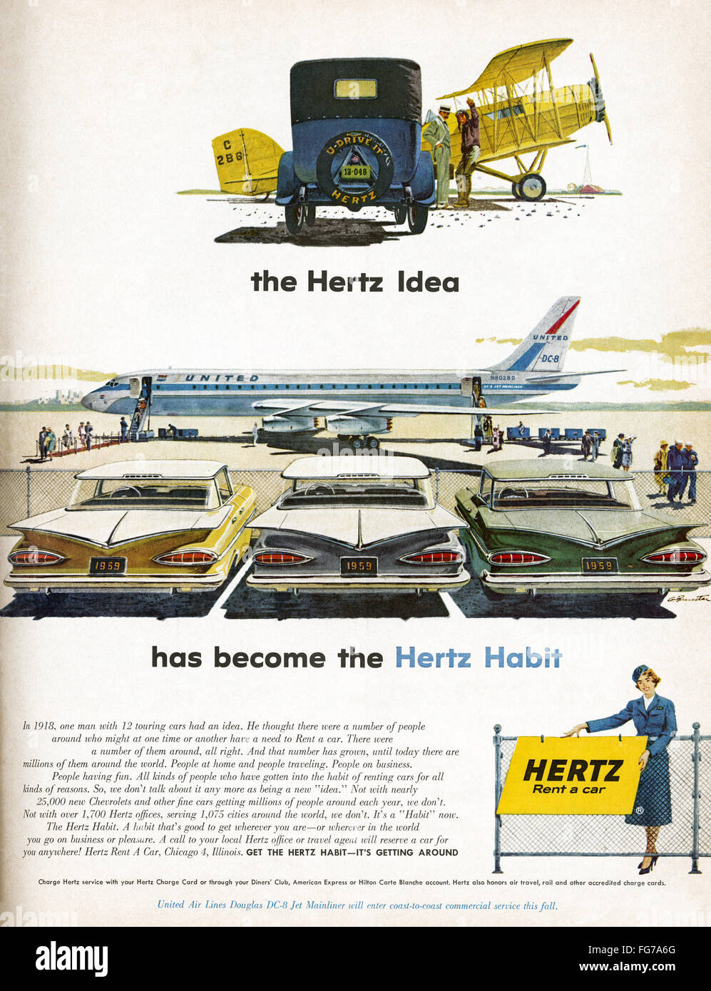 AD: HERTZ, 1959. /nAmerican advertisement for Hertz Rent a Car, 1959 ...