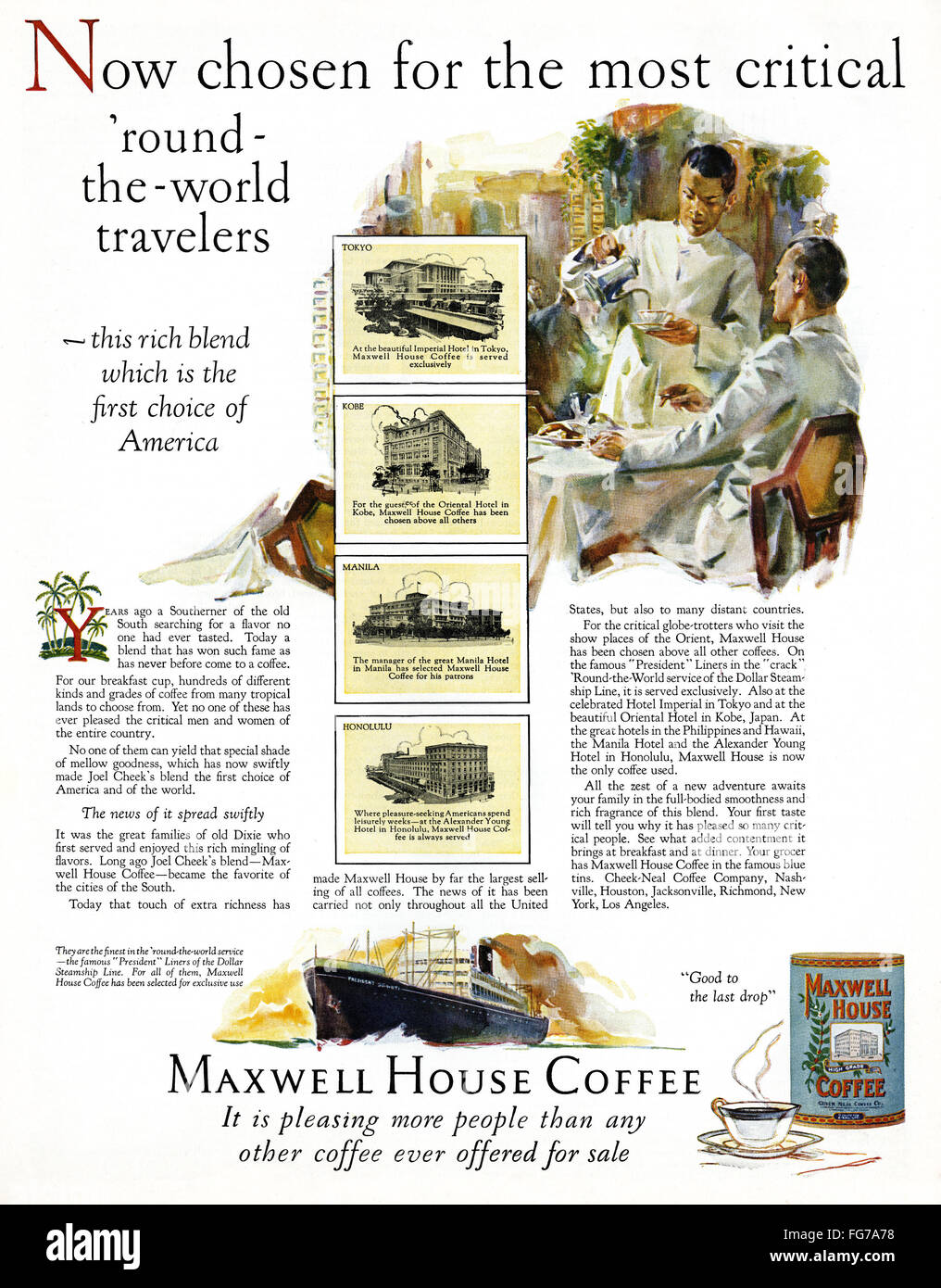 AD: MAXWELL HOUSE, 1927. /nAmerican advertisement for Maxwell House ...