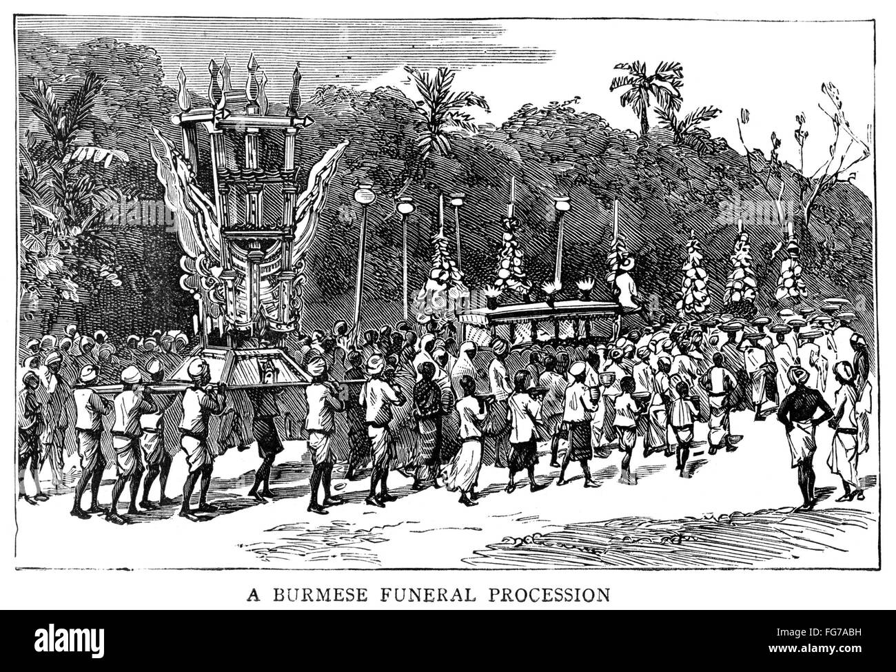 BURMA: FUNERAL, 1885. /nA funeral procession in Burma (now Myanmar ...