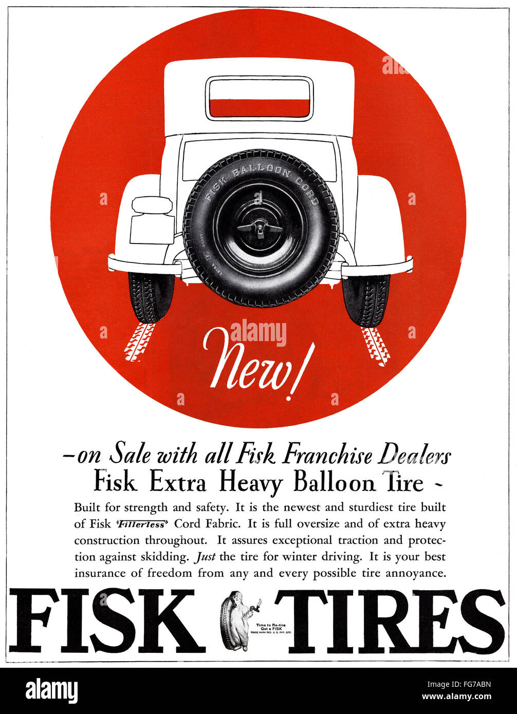 AD: FISK TIRES, 1927. /nAmerican advertisement for Fisk Tires, 1927 ...
