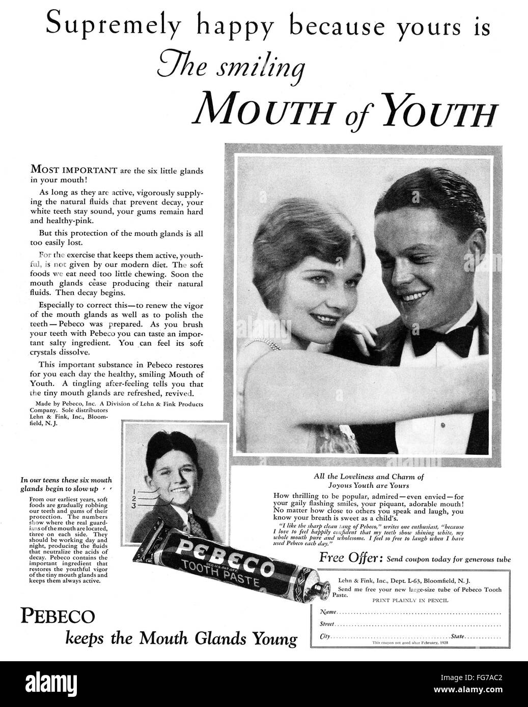 AD: TOOTHPASTE, 1927. /nAmerican advertisement for Pebeco Toothpaste ...