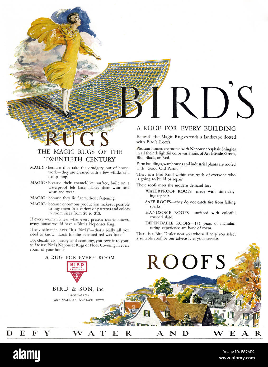 AD: BIRD & SON, 1927. /nAmerican advertisement for Bird & Son's Rugs ...
