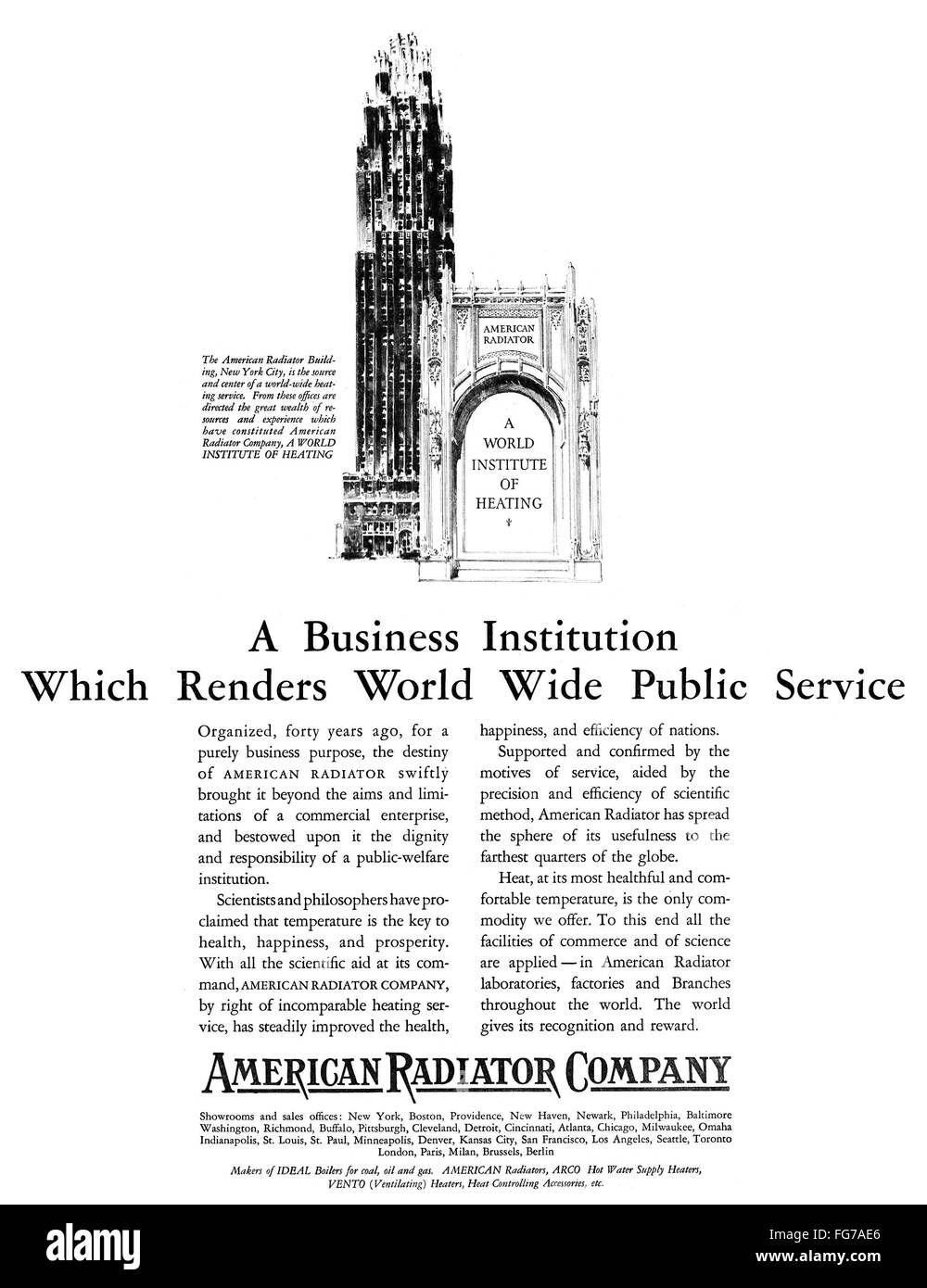 AD: RADIATORS, 1927. /nAmerican advertisement for the American Radiator ...
