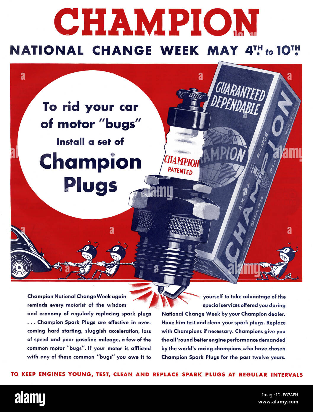 AD: SPARK PLUGS, 1936. /nAmerican advertisement for Champion Spark ...
