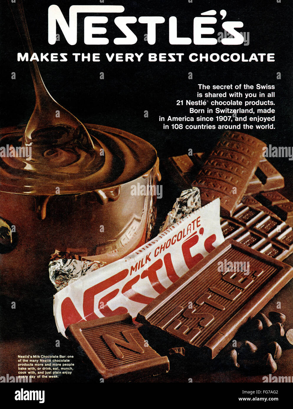 AD: NESTLE, 1967. /nAmerican advertisement for Nestle's Chocolate ...