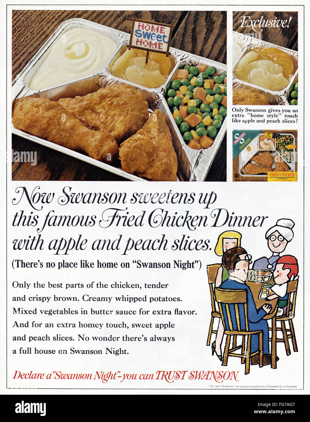 AD: SWANSON, 1967. /nAmerican advertisement for Swanson frozen dinners ...