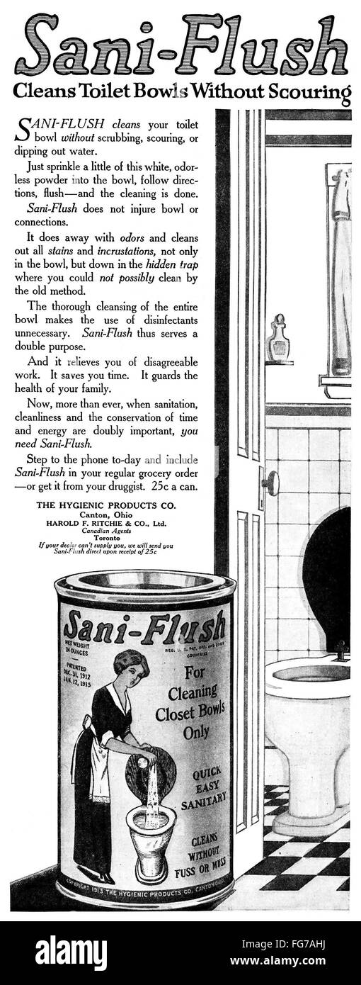 AD: SANI-FLUSH, 1918. /nAmerican advertisement for Sani-Flush toilet ...