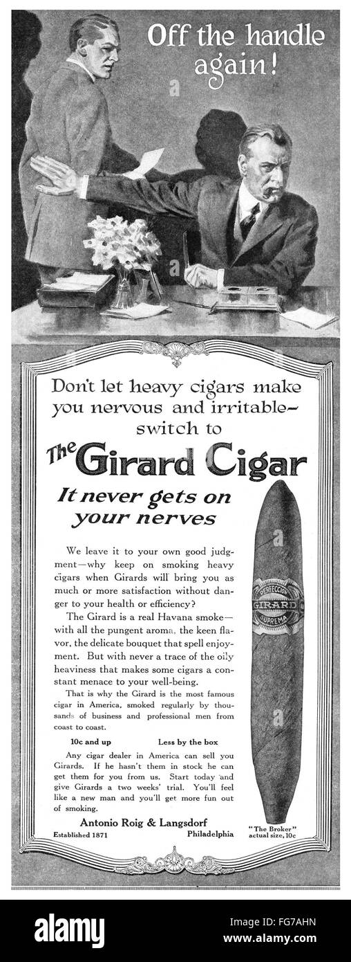 AD: CIGARS, 1918. /nAmerican advertisement for The Girard Cigar ...