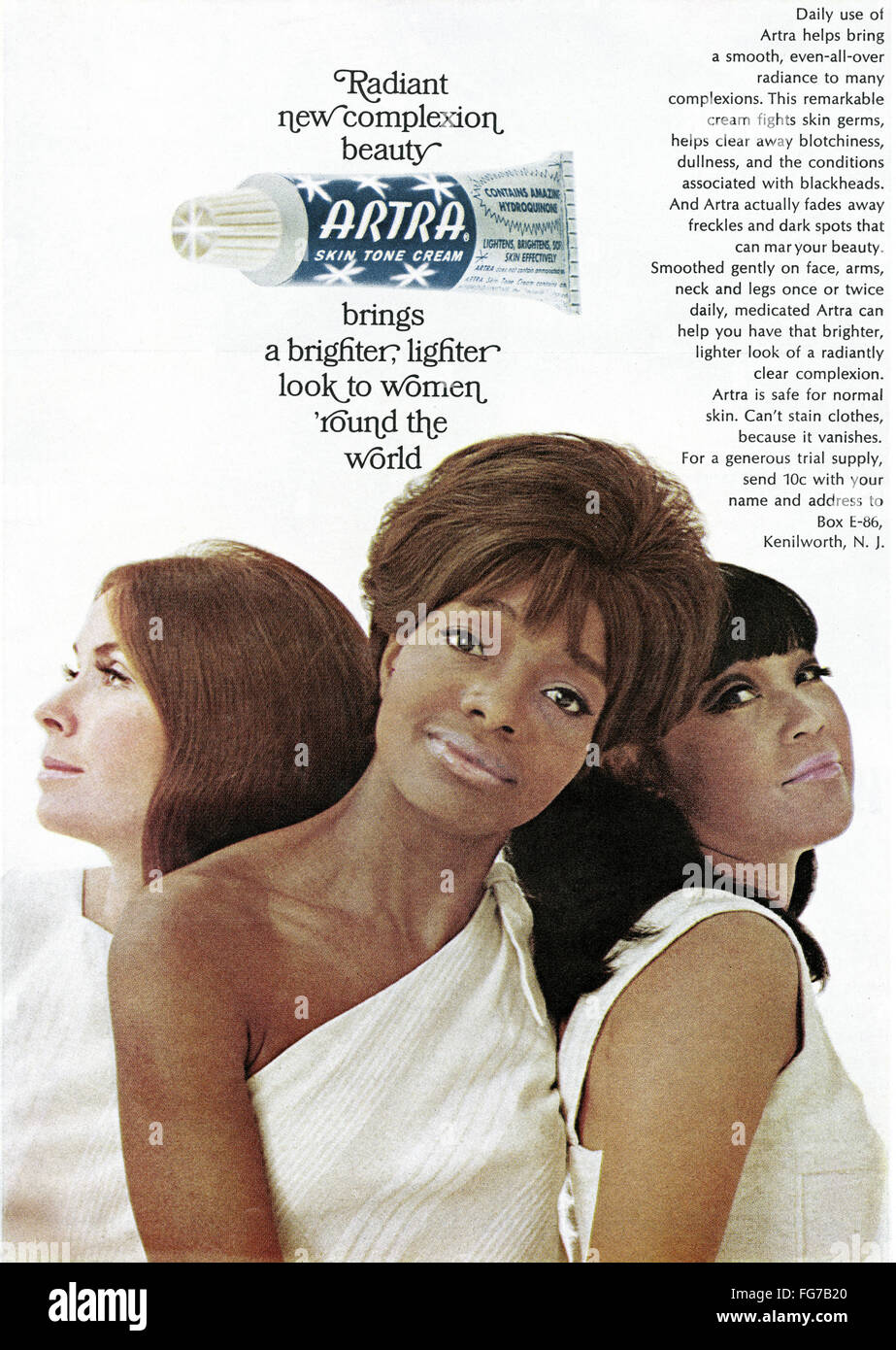 AD: SKIN TONE CREAM, 1966. /nAmerican advertisement for Artra Skin Tone Cream. Photograph, 1966 ...