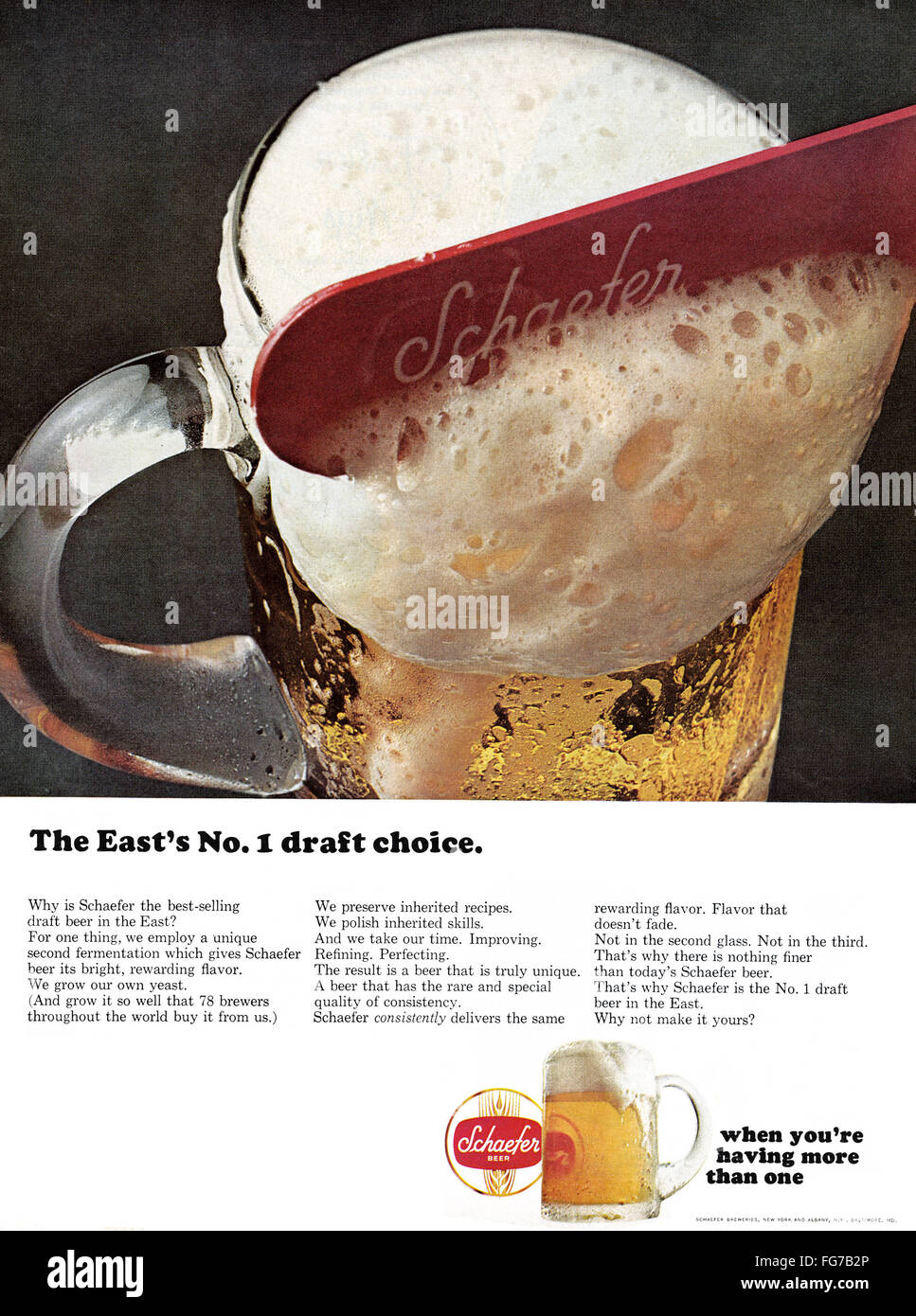 AD: BEER, 1966. /nAmerican advertisement for Schaefer Beer. Photograph ...