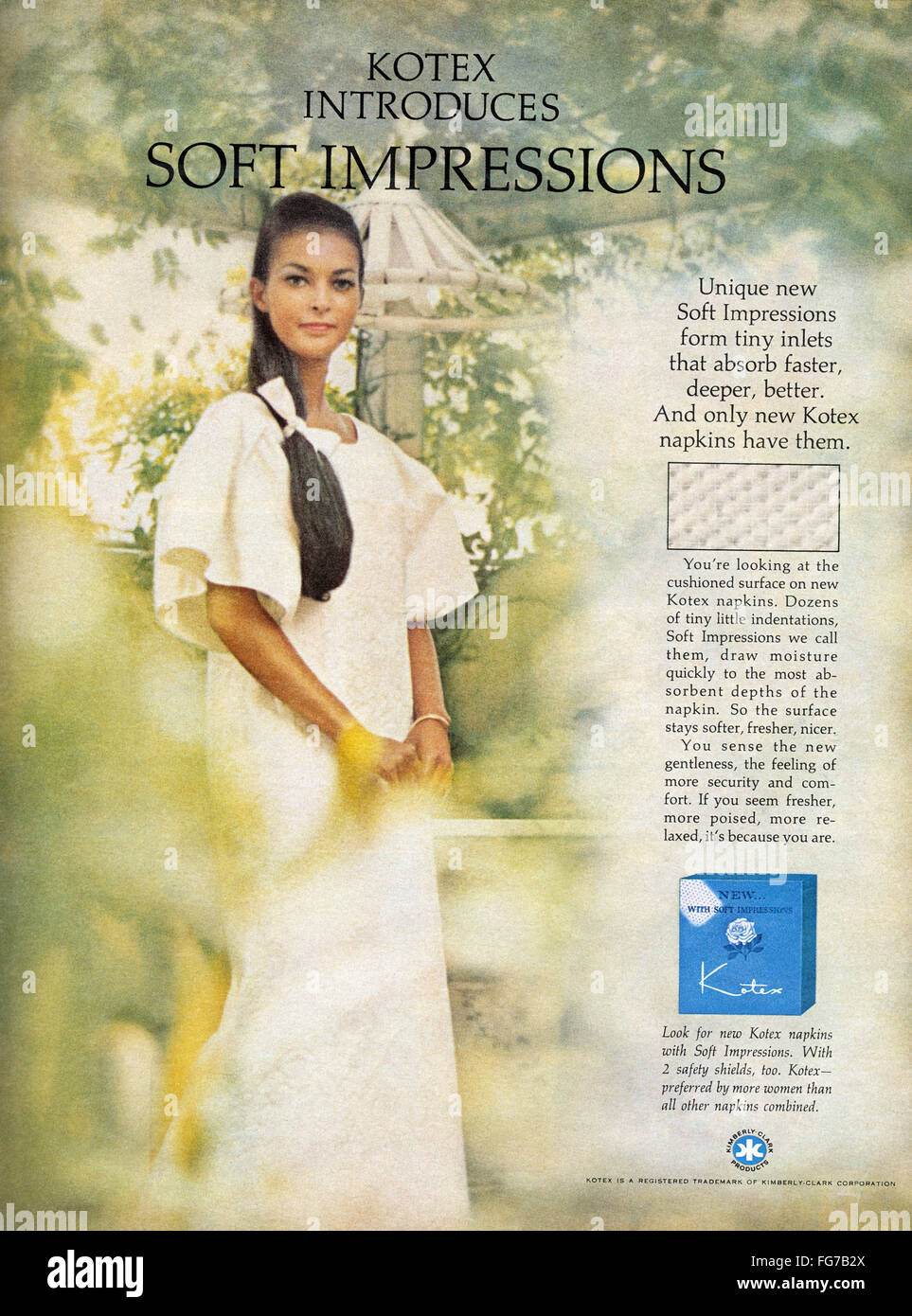 AD: KOTEX, 1966. /nAmerican advertisement for Kotex pads. Photograph ...