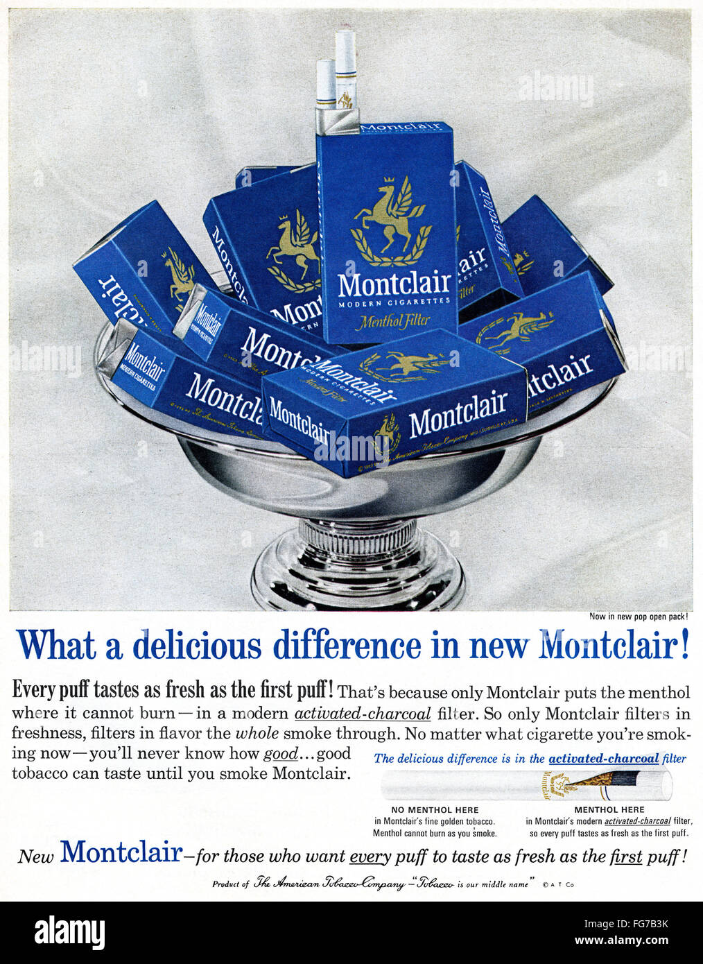 AD: CIGARETTES, 1964. /nAmerican advertisement for Montclair Cigarettes ...
