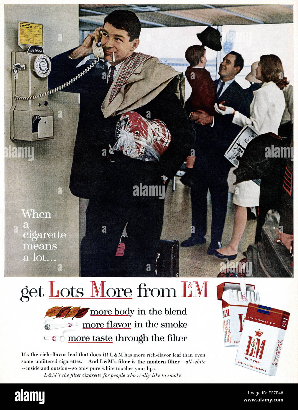 AD: CIGARETTES, 1964. /nAmerican advertisement for L&M cigarettes ...