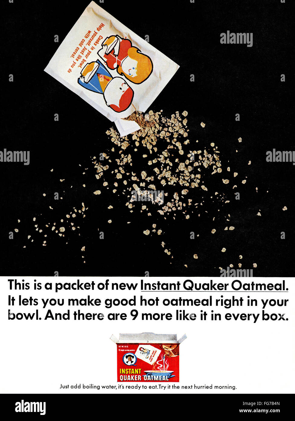 AD: QUAKER OATMEAL, 1966. /nAmerican advertisement for Instant Quaker ...