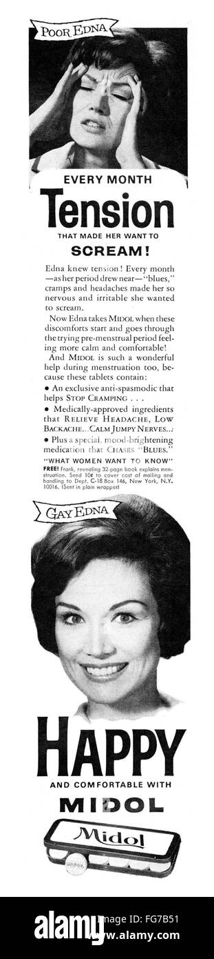 AD: MIDOL, 1966. /nAmerican advertisement for Midol. Photograph, 1966 ...
