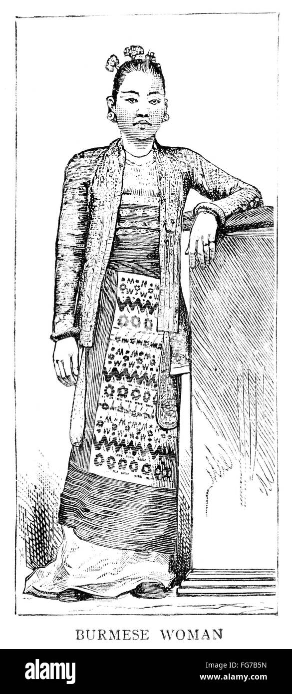 BURMA: WOMAN, 1885. /nA Burmese woman. English engraving, 1885 Stock ...