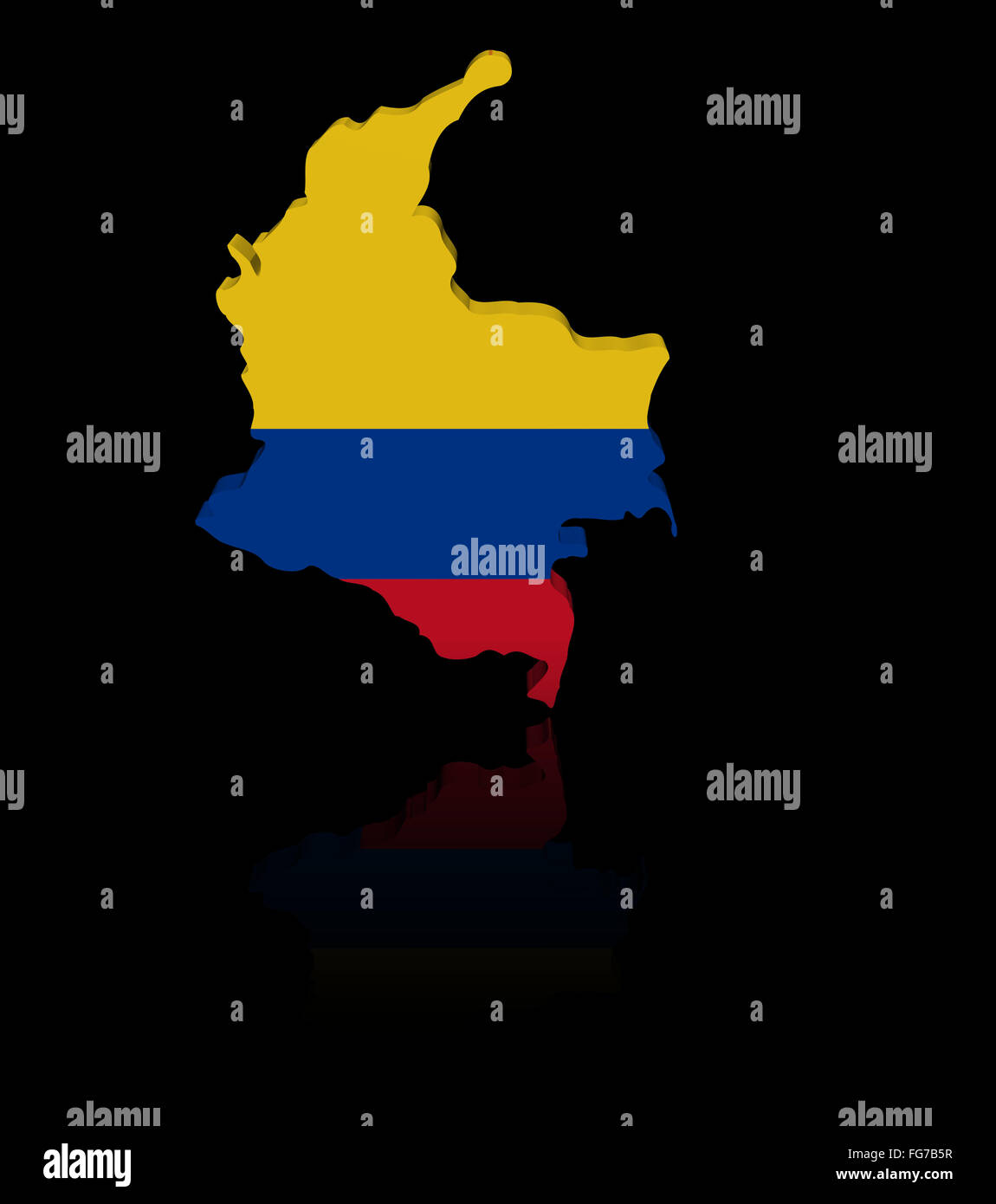 Colombia map flag with reflection illustration Stock Photo - Alamy