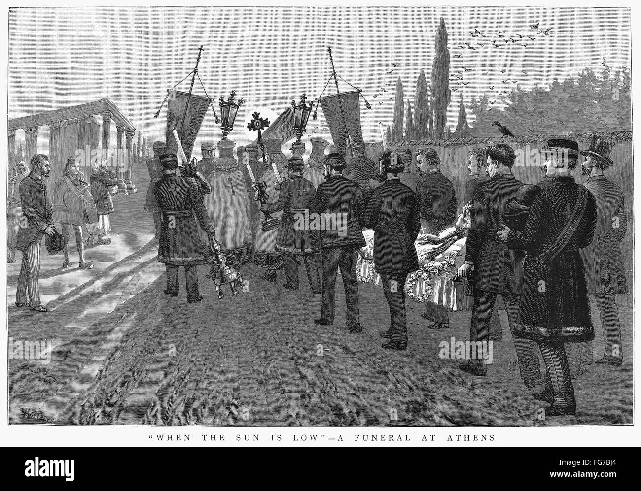 ATHENS: FUNERAL, 1887. /nA funeral procession for a young woman in a ...