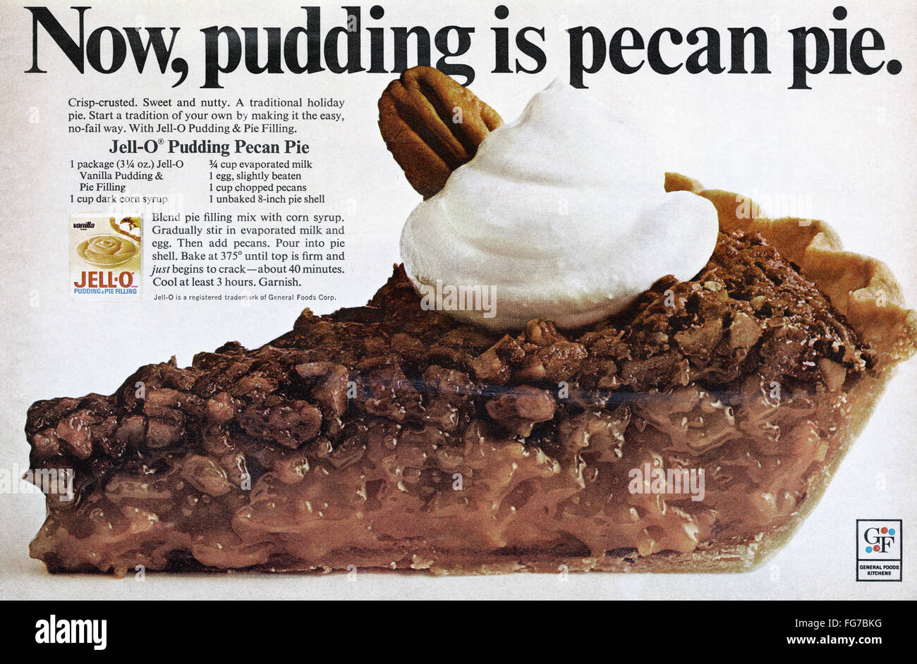 AD: JELL-O, 1968. /nAmerican advertisement for Jell-O Pudding Pie ...