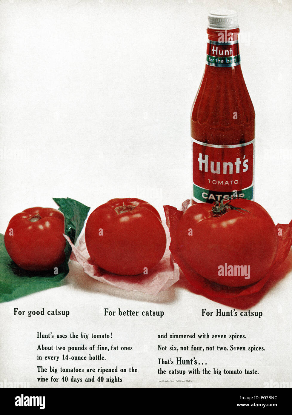 AD: HUNT'S CATSUP, 1963. /nAmerican advertisement for Hunt's Tomato ...