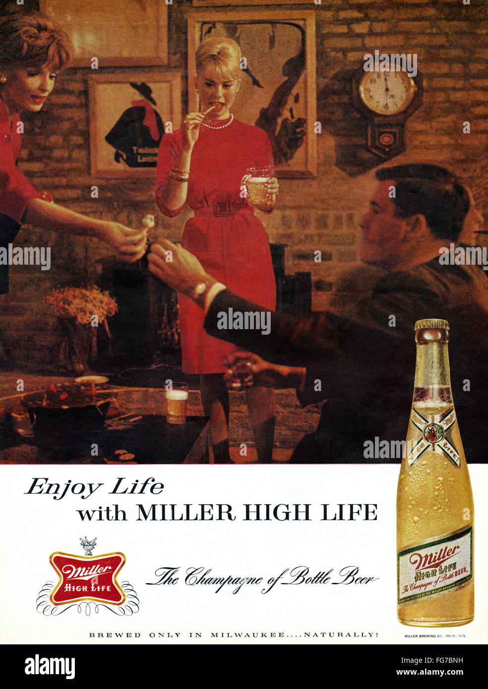 AD: MILLER HIGH LIFE, 1963. /nAmerican advertisement for Miller High ...