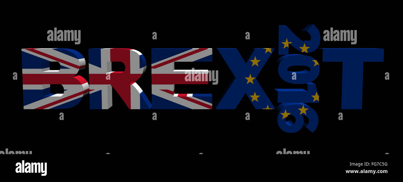 Brexit text 2016 with British and Eu flags illustration Stock Photo - Alamy