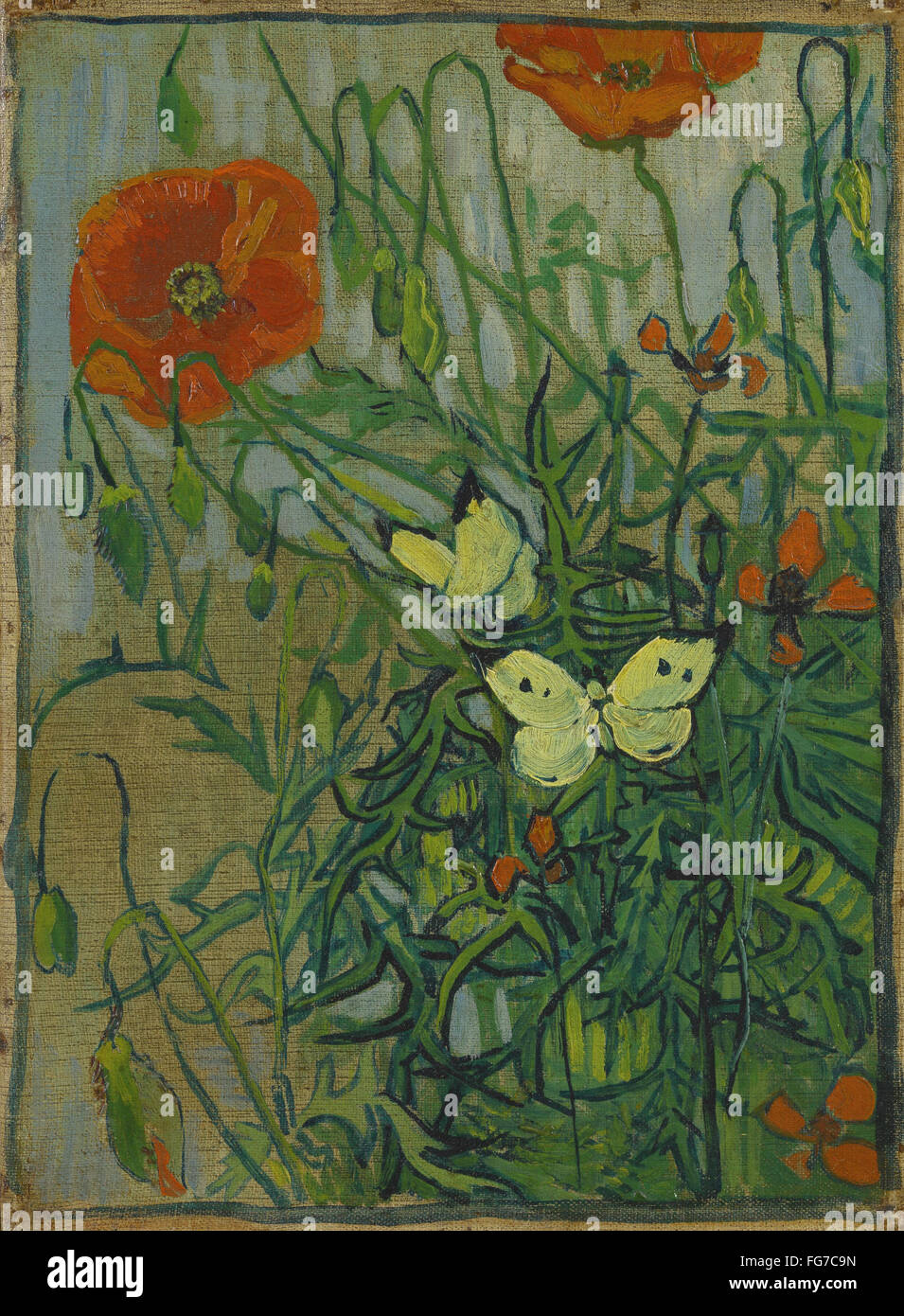VAN GOGH: POPPIES, 1890. /n'Poppies and Butterflies.' Oil on canvas ...
